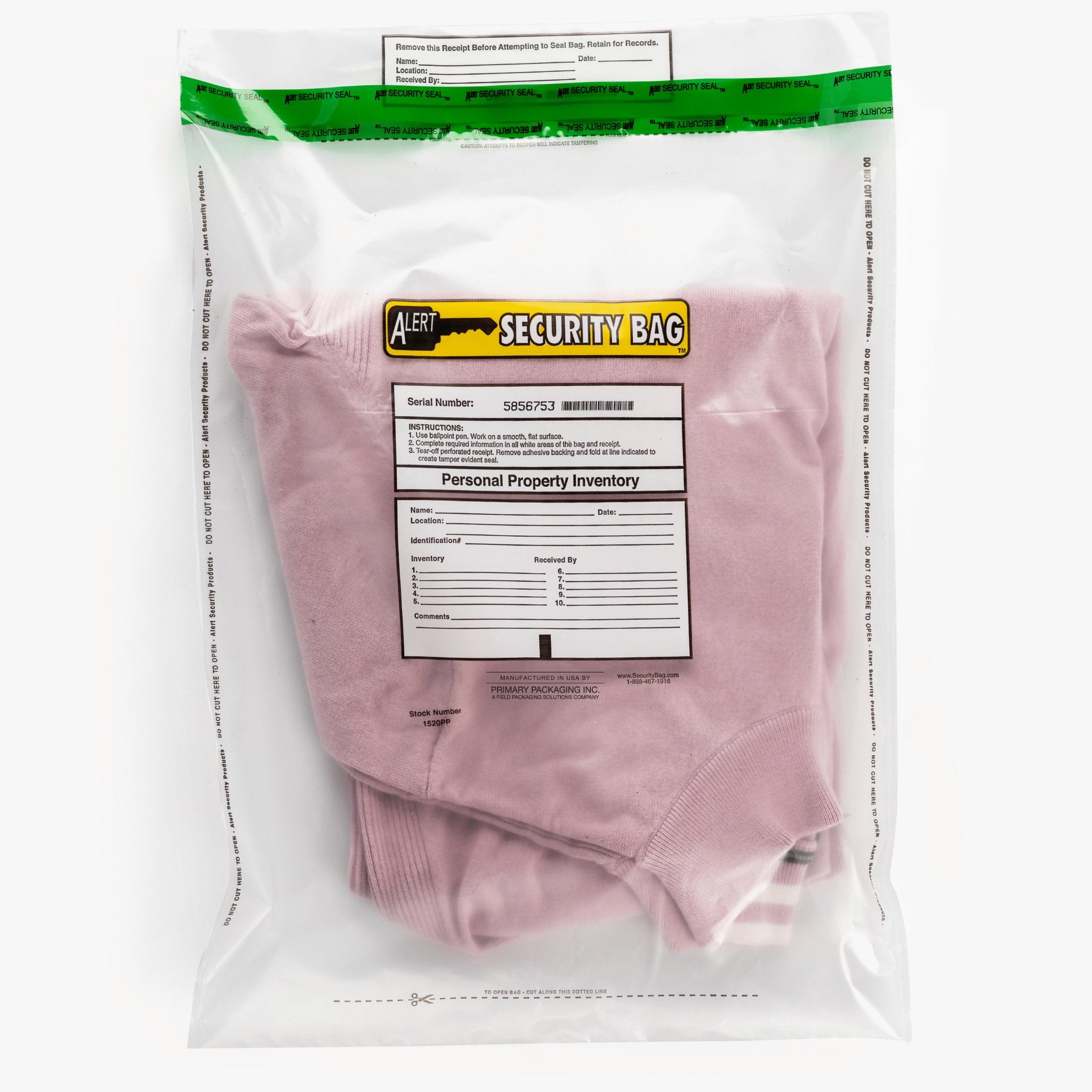 Alert Personal Property Security Bags